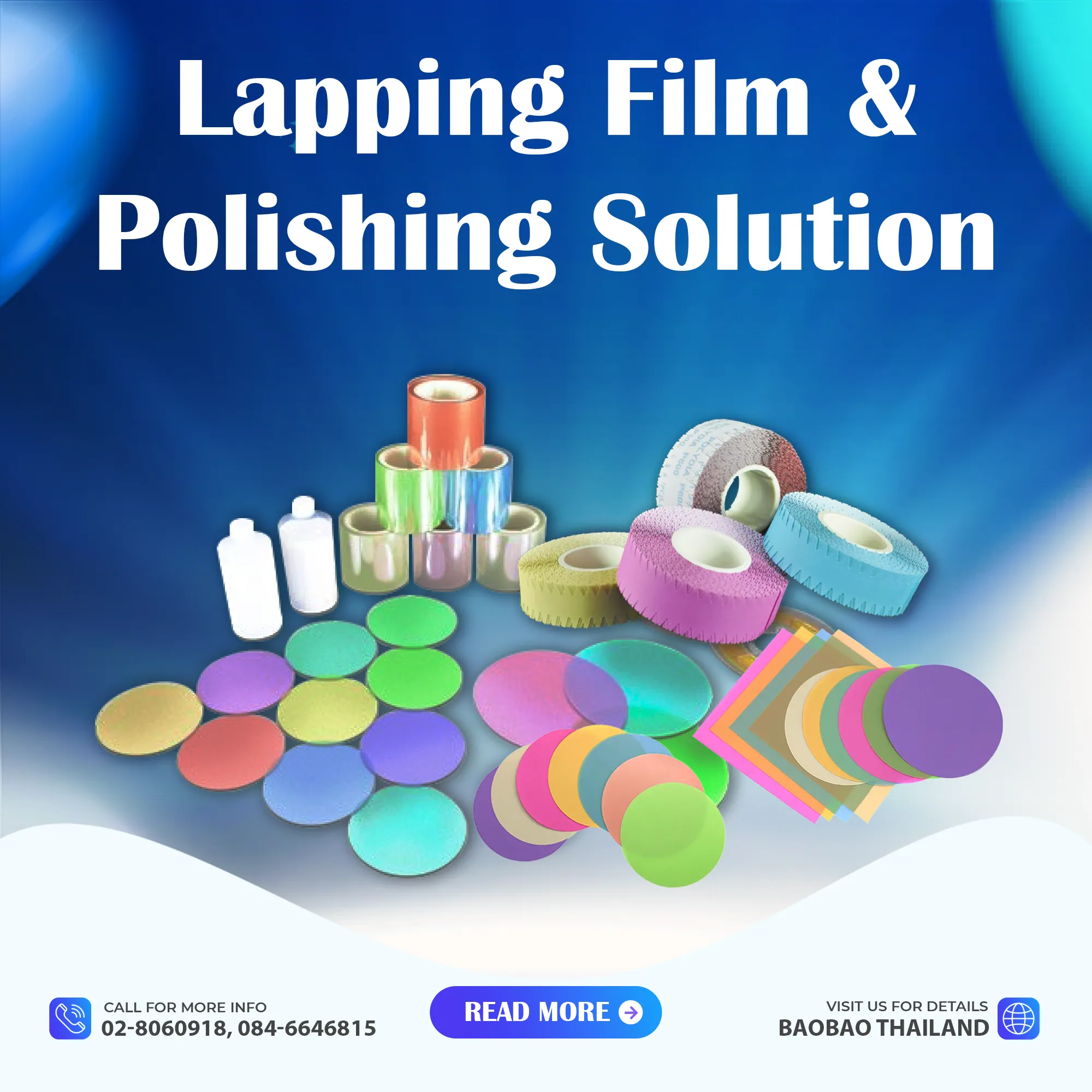 แผ่นฟิล์มขัดละเอียด Lapping Film | น้ำยาขัดเงา Polishing Solution คุณภาพสูง | BAOBAO Thailand