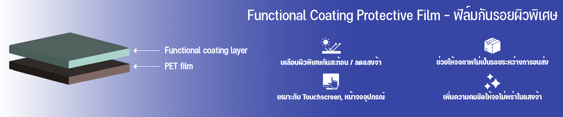 PET Functional Coating Protective Film ฟิล์มกันรอยพีอีทีผิวพิเศษ ...